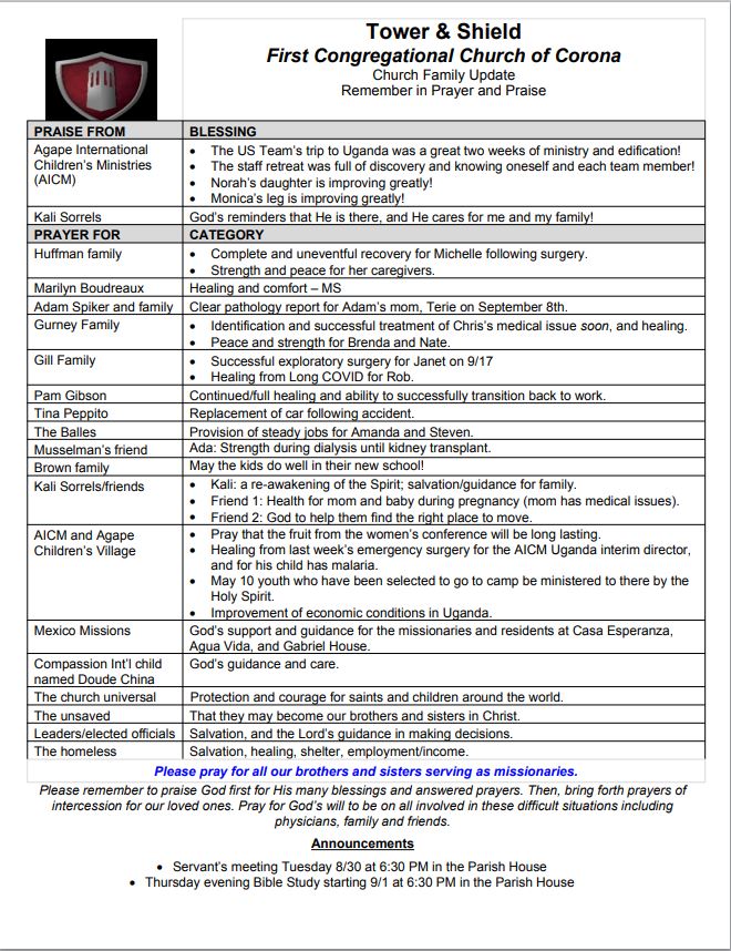 Prayers & Praise - Tower & Shield